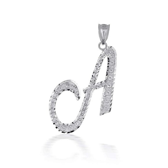 Element Shine | Jewelry | Sterling Silver Cursive Initial Letter A ...